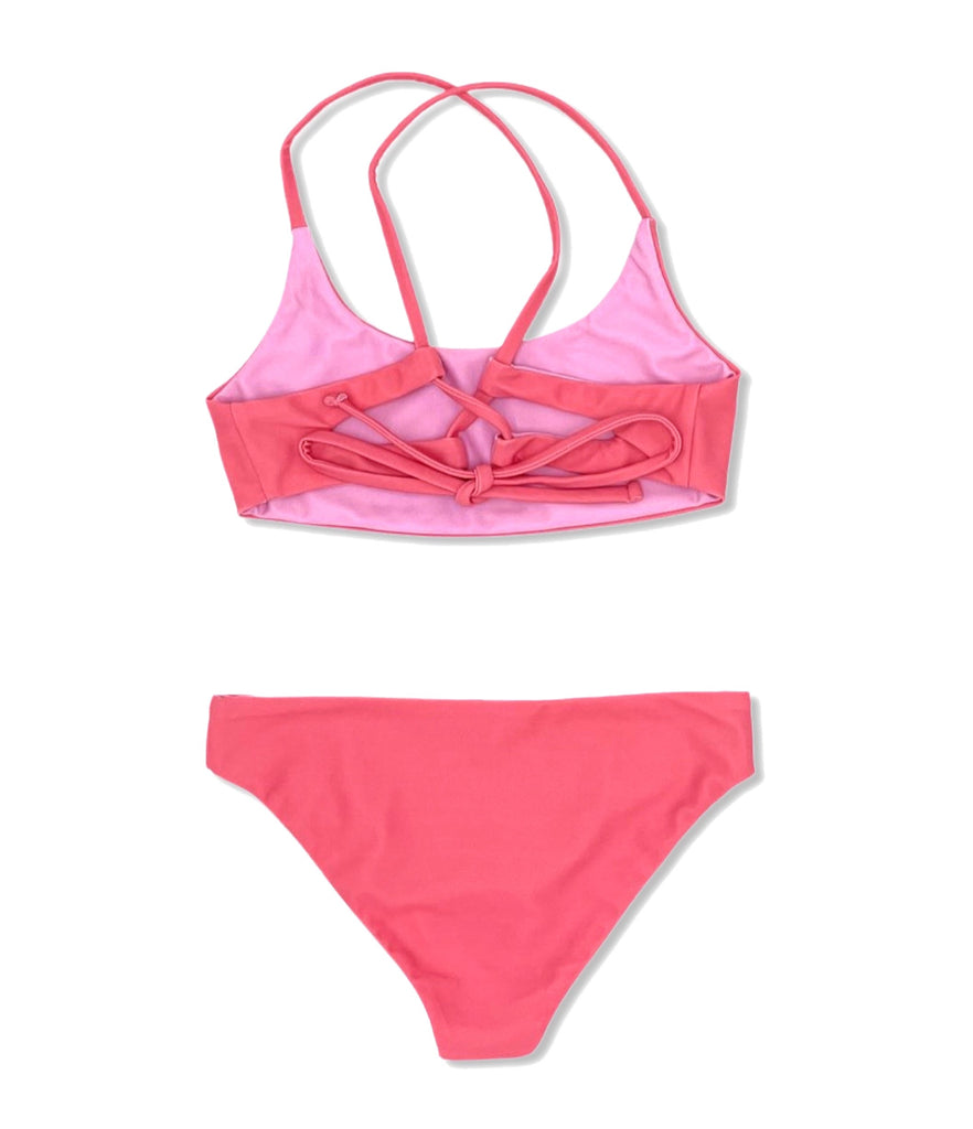 4yrs, 6yrs REVERSIBLE Waverly Bikini in Sugar Coral – Droplets.
